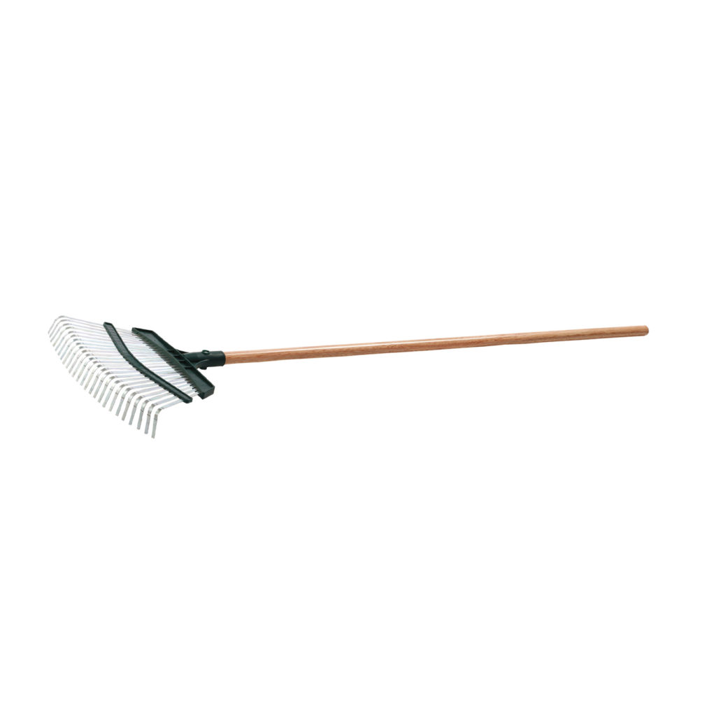 Fixed Tine Leaf Rake 18" x 25 Tine, 1" x 54" Wood Handle - Sureloc Florida